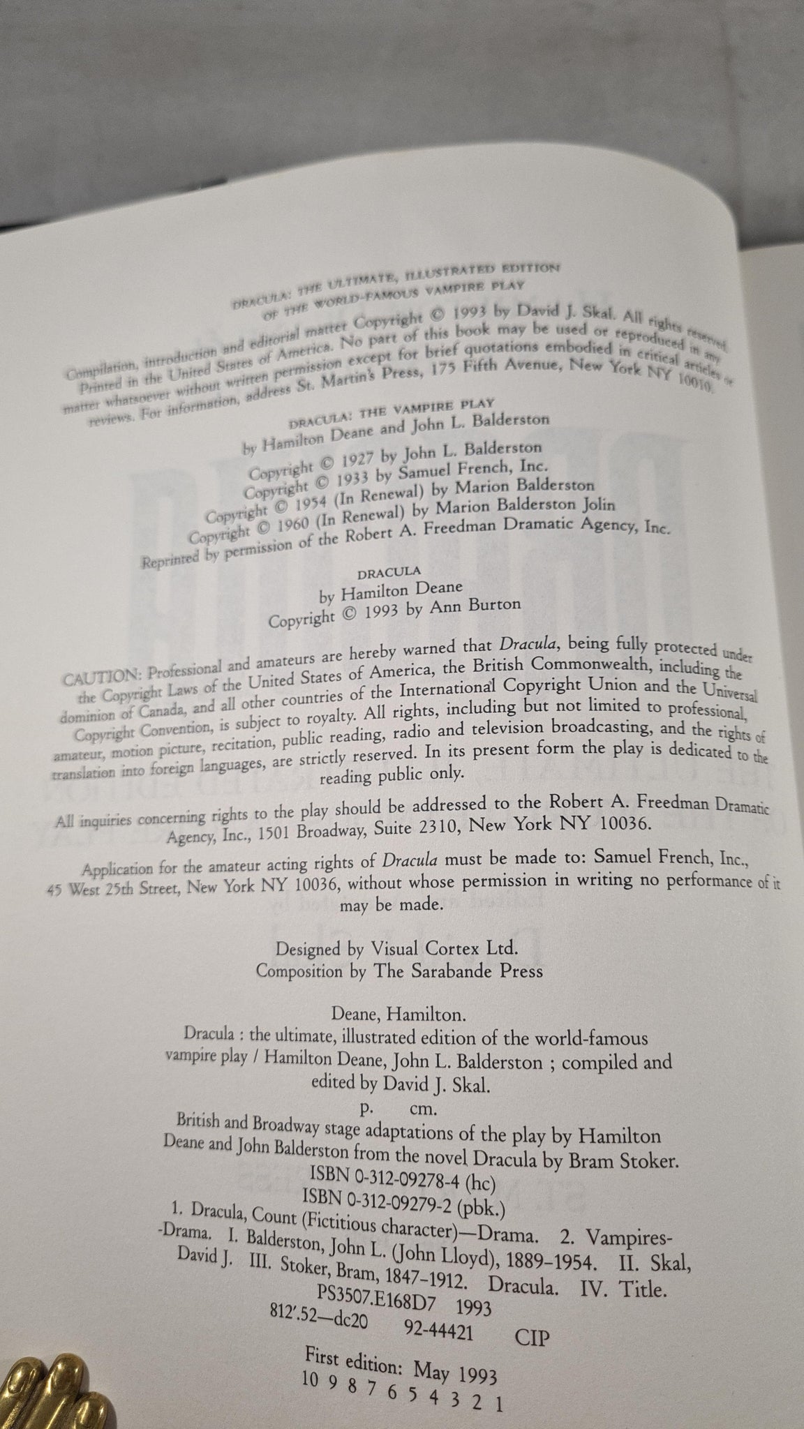 David J Skal - Dracula, St Martin's Press, 1993, First Edition ...