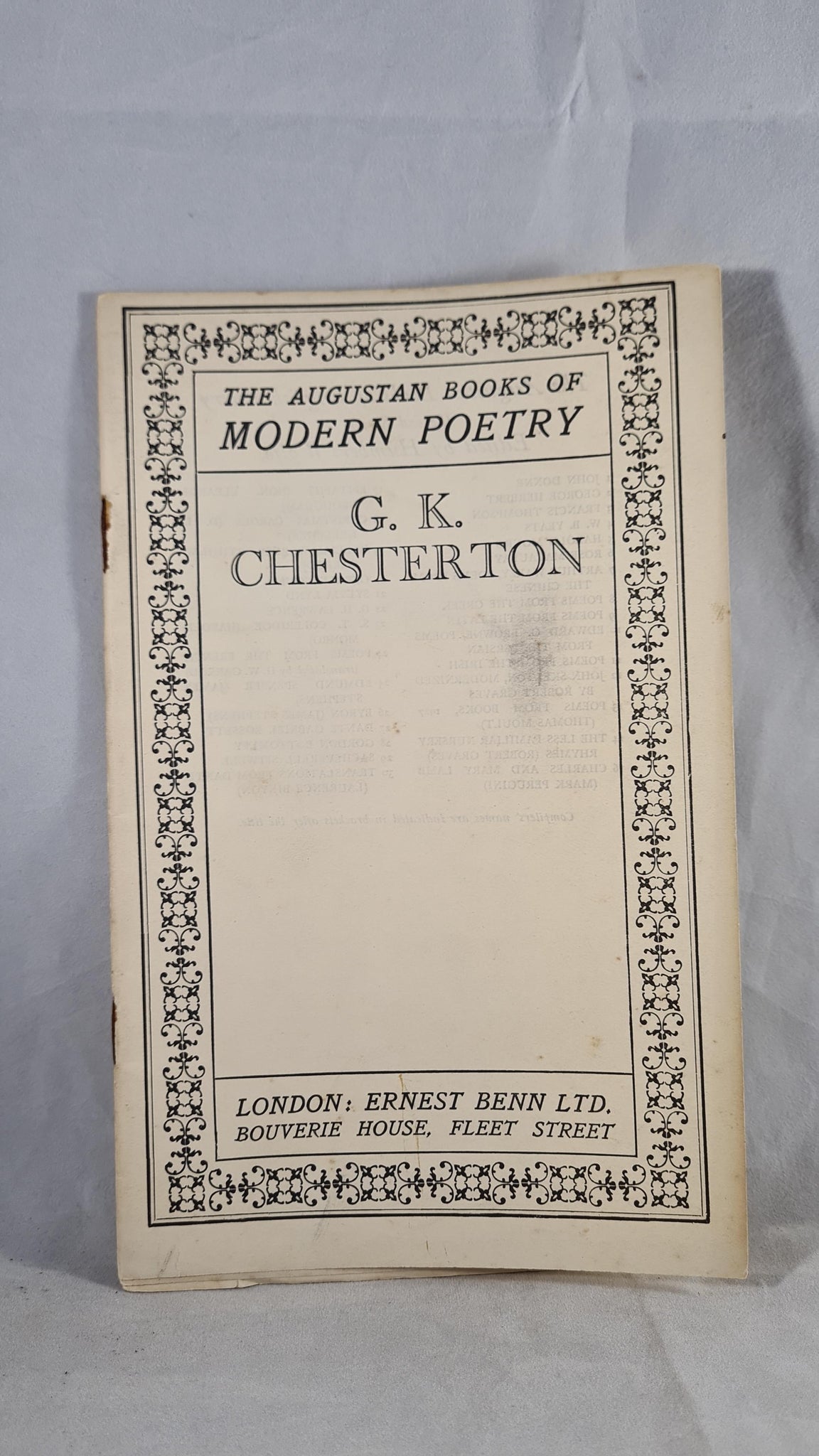 G K Chesterton - The Augustan Books of Modern Poetry, Ernest Benn ...