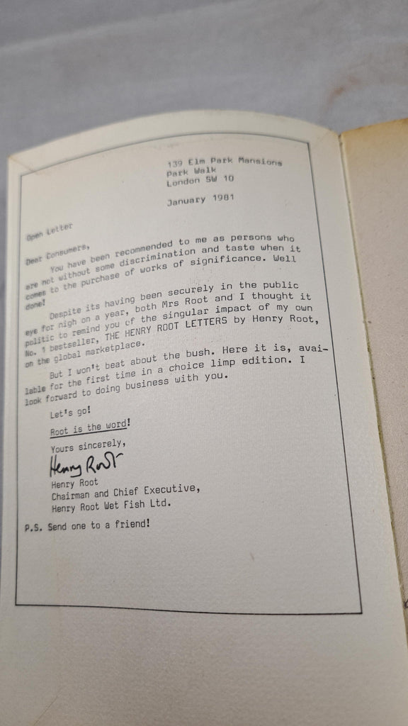 Henry Root - The Henry Root Letters, Macdonald, 1981, Paperbacks ...