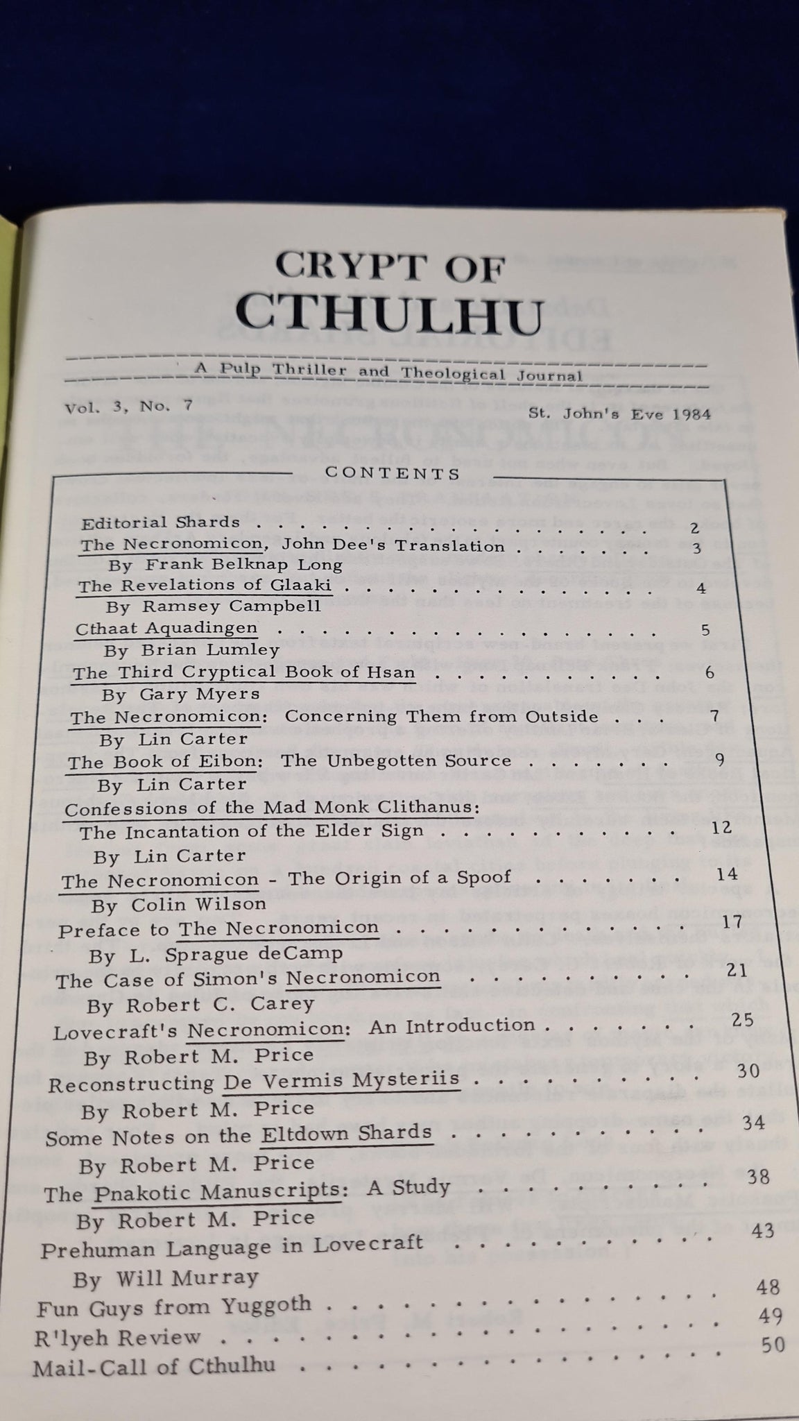 Crypt of Cthulhu - No. 23 Volume 3 Number 7 St John's Eve 1984 ...