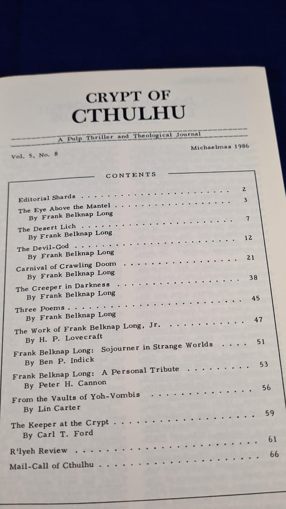 Crypt of Cthulhu No. 42 Volume 5 Number 8 Michaelmas 1986 – Richard ...
