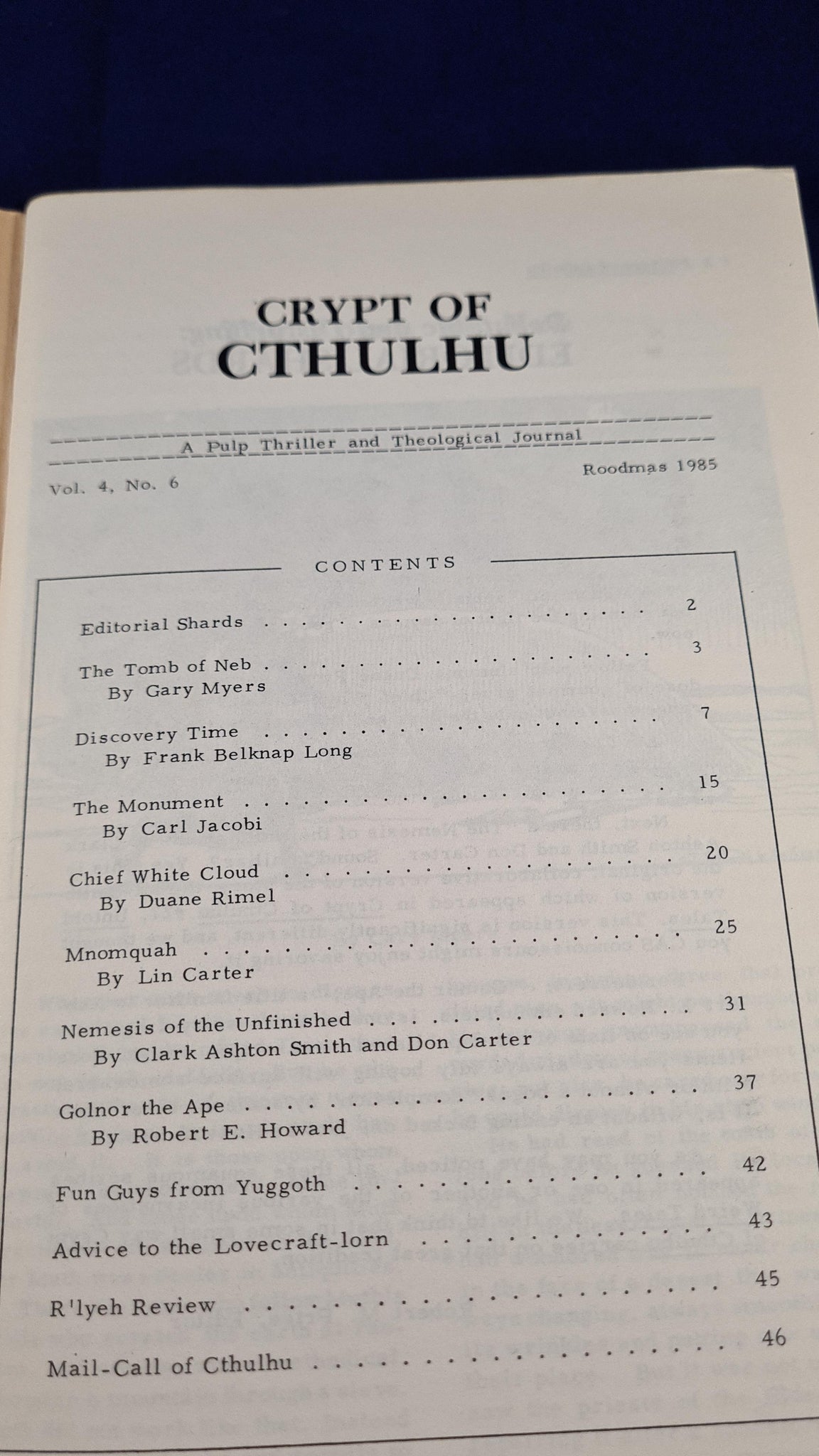 Crypt of Cthulhu - No. 31 Volume 4 Number 6 Roodmas 1985 – Richard ...