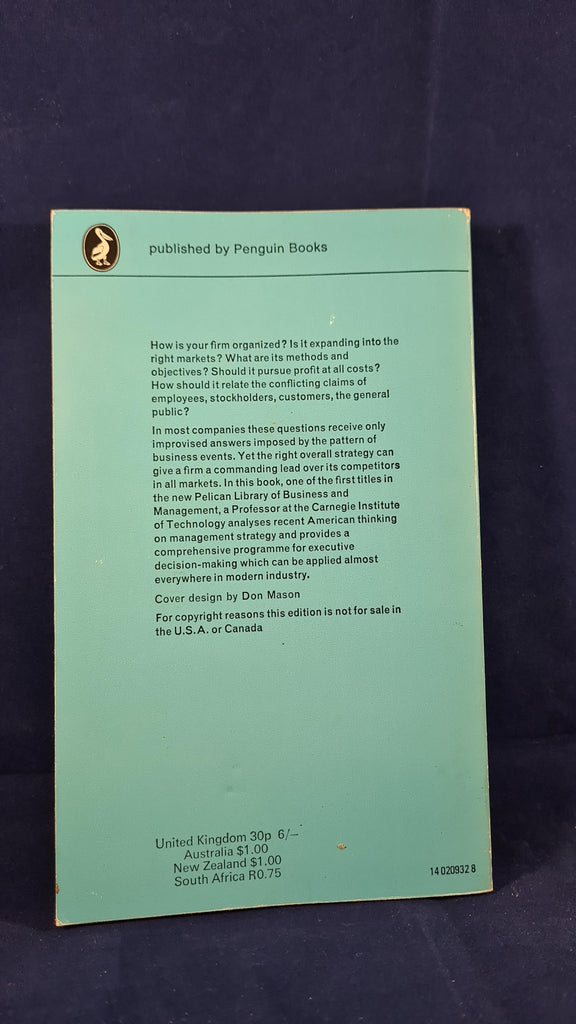 H Igor Ansoff - Corporate Strategy, Penguin Books, 1970, Paperbacks ...