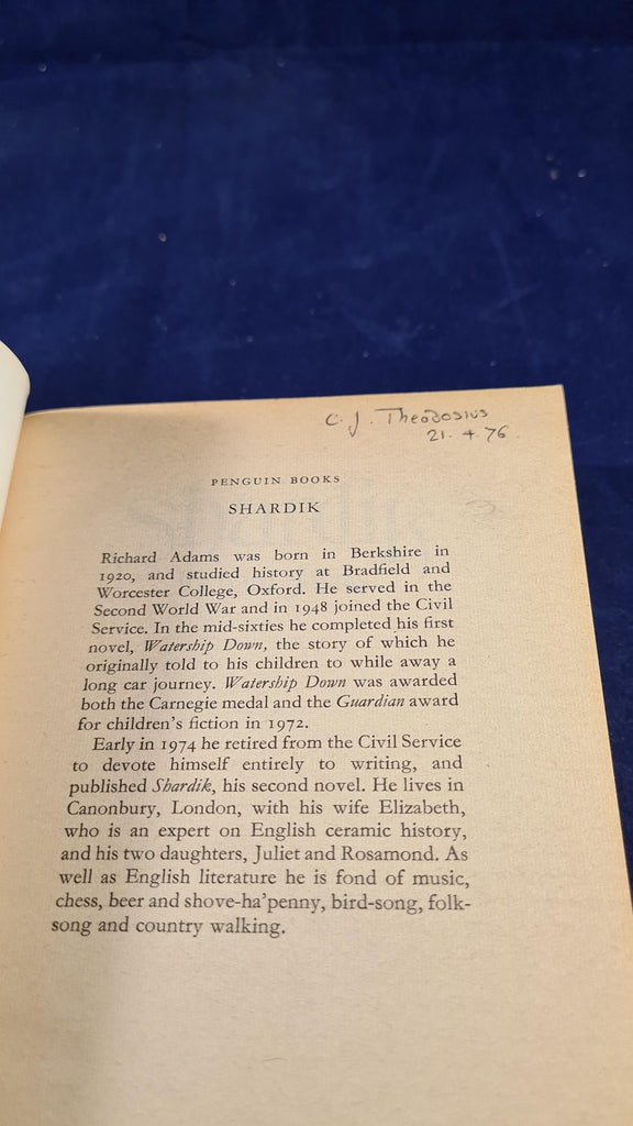 Richard Adams - Shardik, Penguin Books, 1976, Paperbacks – Richard ...