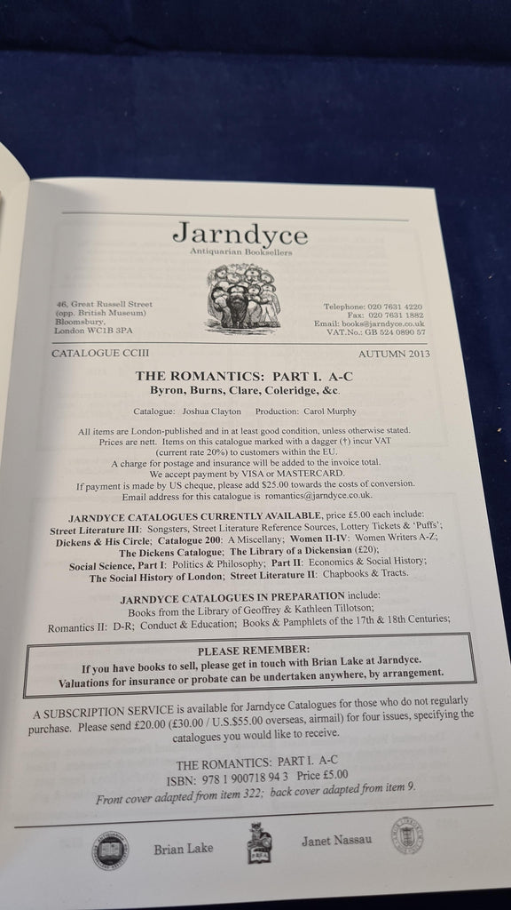 Jarndyce Antiquarian Booksellers - The Romantics Part 1 A-C Autumn 201 ...