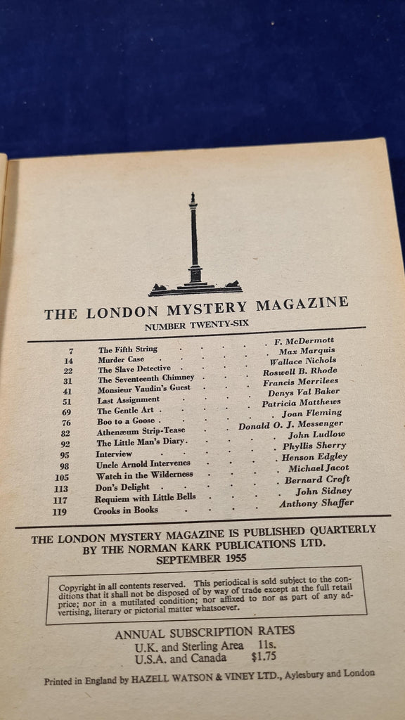 London Mystery Magazine Number 26 September 1955 – Richard Dalby's Library