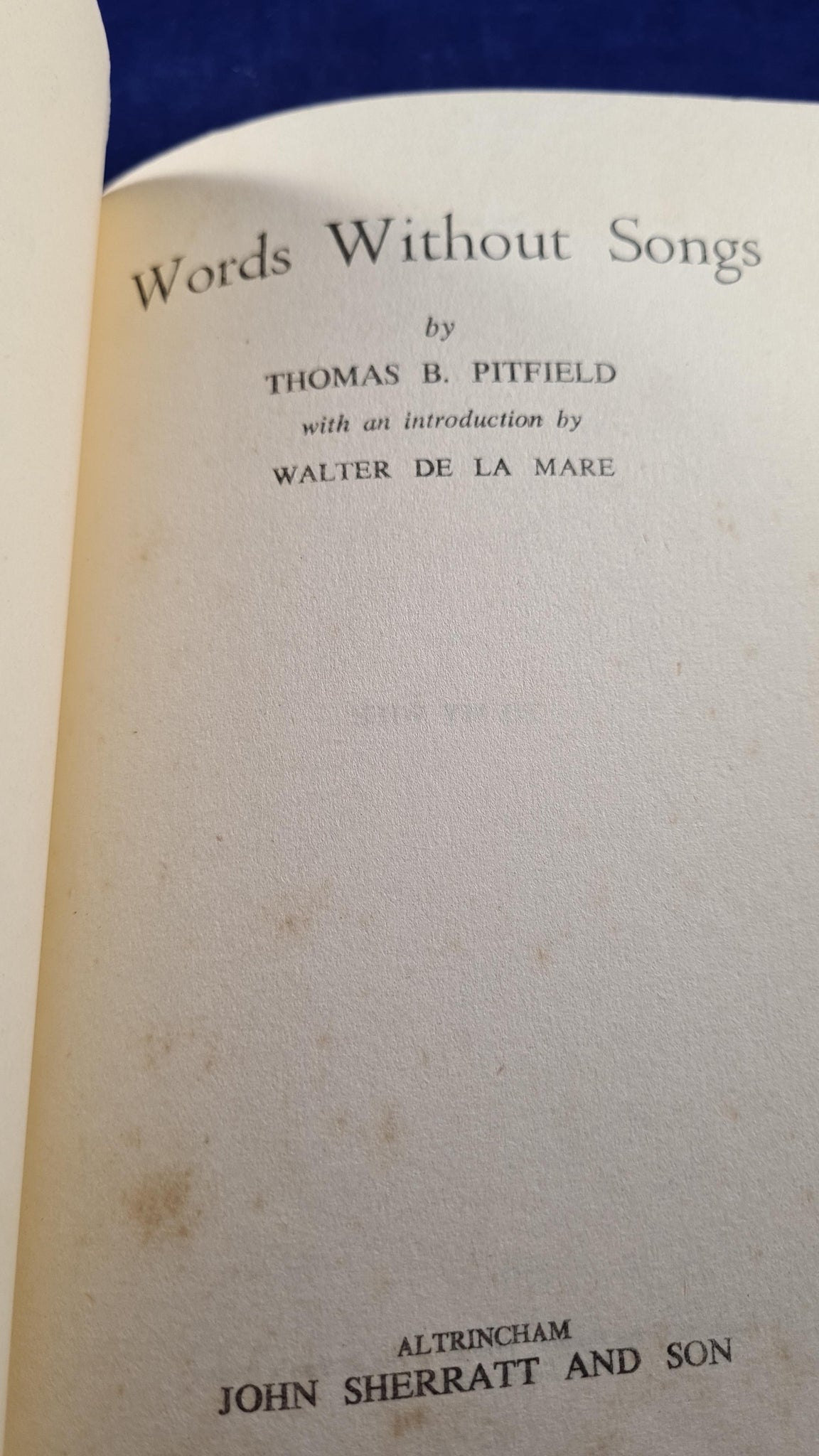 Thomas B Pitfield - Words Without Songs, John Sherratt, 1951 – Richard ...