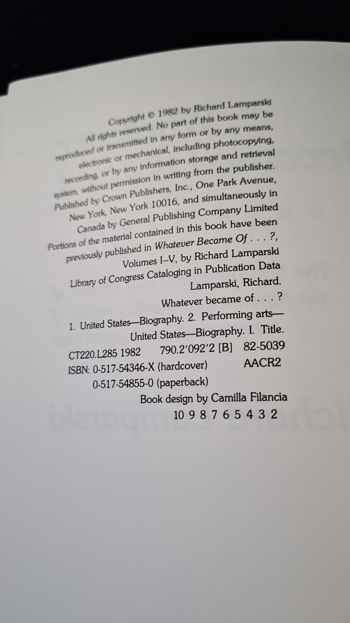 Richard Lamparski - Whatever Became Of ....? Crown Publishing, 1982 ...