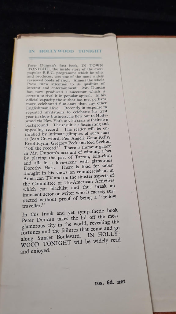 Peter Duncan - In Hollywood Tonight, Werner Laurie, 1952, First Editio ...