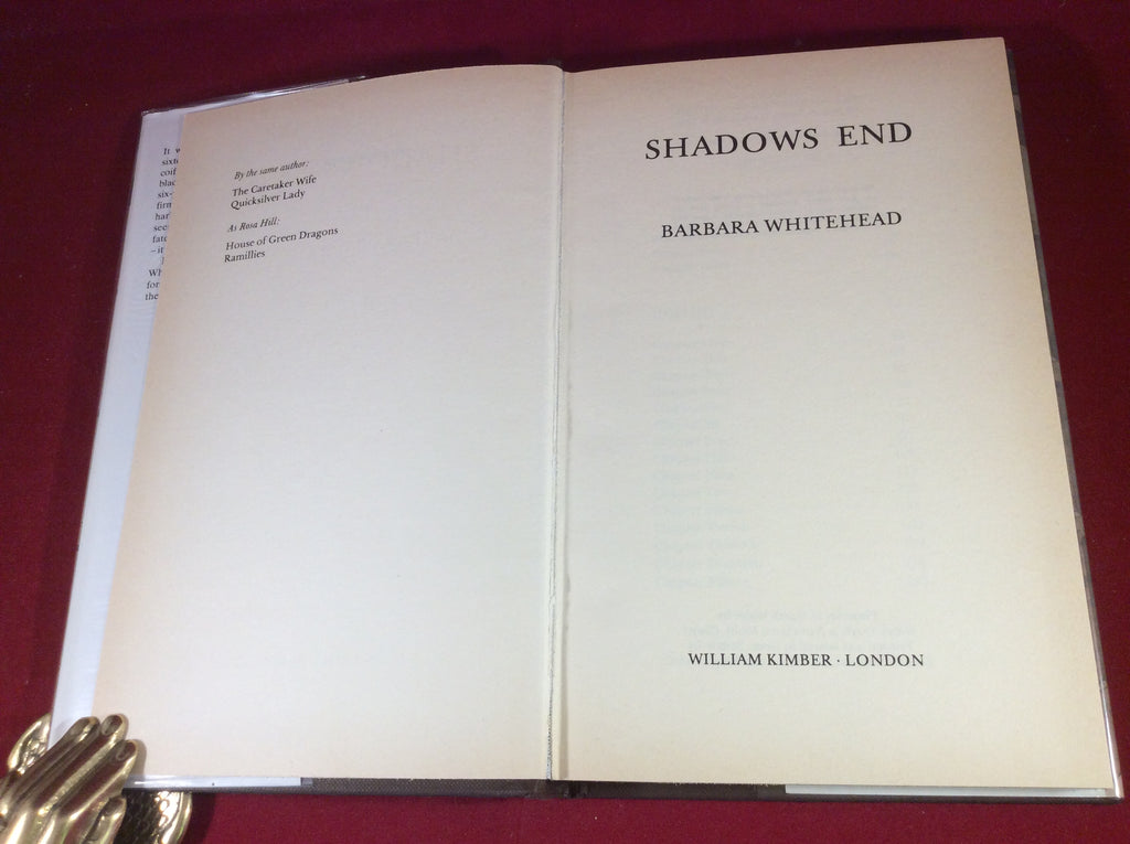 Barbara Whitehead, Shadows End, William Kimber, 1984, First Edition ...