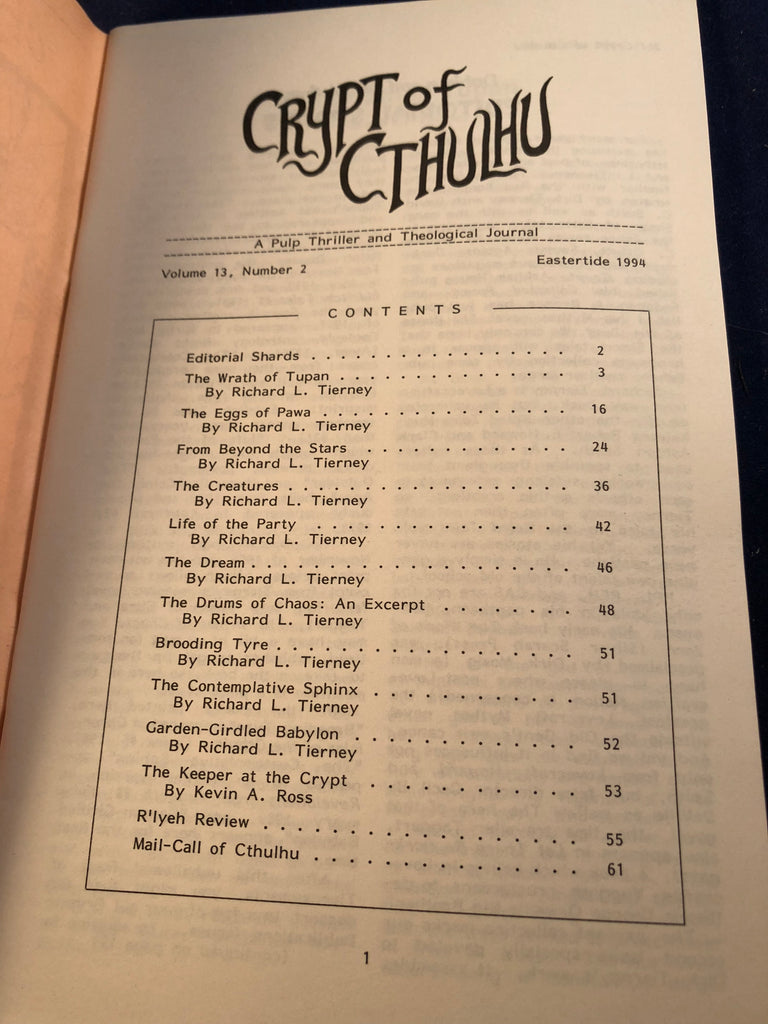 Crypt of Cthulhu - A Pulp Thriller and Theological Journal, Volume 13 ...