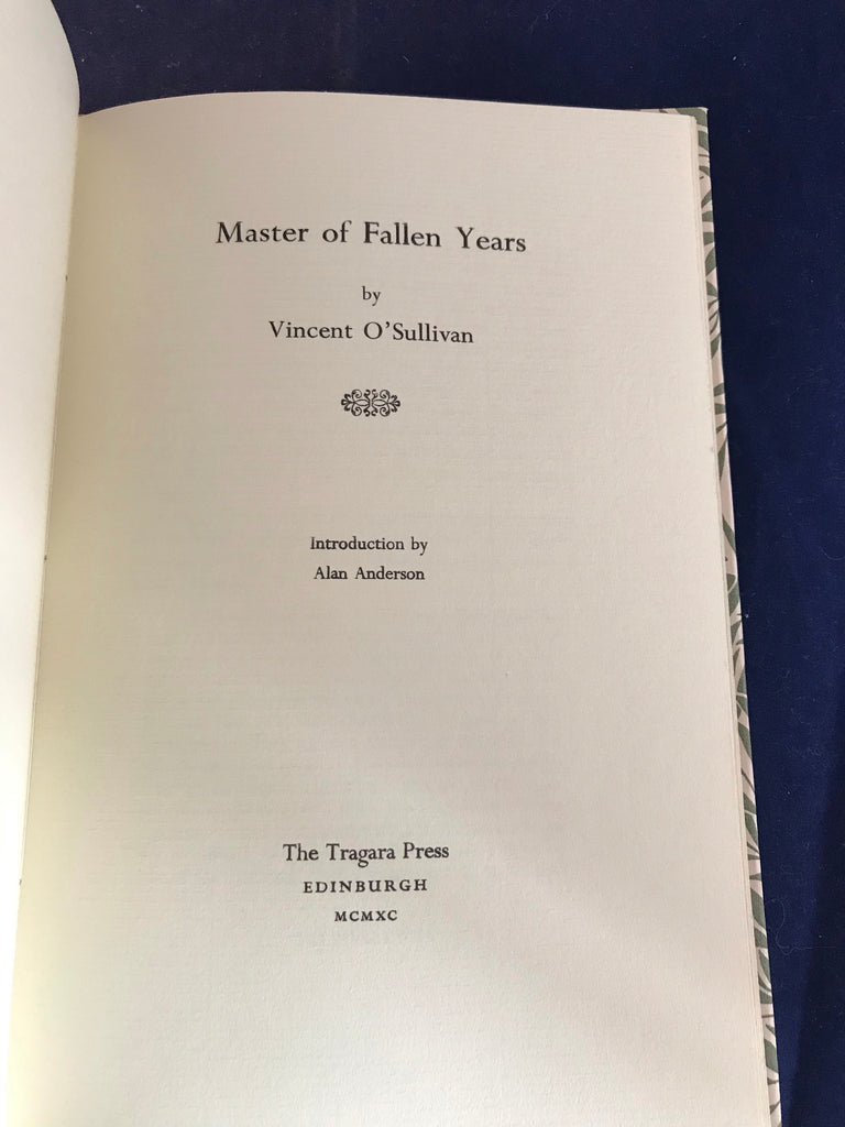 Vincent O'Sullivan - Master of the Fallen Years, Intro by Alan Anderso ...